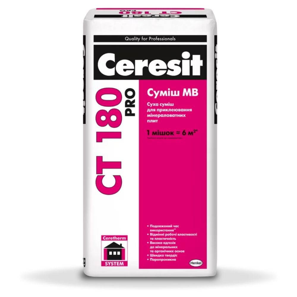 Ceresit CT 180 Pro Клей для мінераловатних плит — купити у Києві | VENBUD